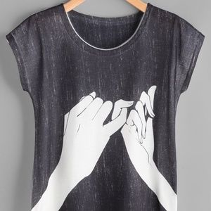Tops | Cap Sleeve Hand Print Tee | Poshmark